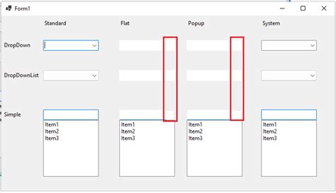 The Dropdown Button Is No Visible In ComboBox Control When Set FlatStyle Property To Flat Or