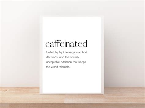 Funny Caffeine Wall Art Printable Coffee Lover Art Decor Download Modern Kitchen Coffee Bar