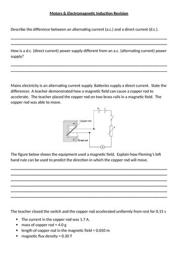 Improving Exam Technique Motors And Electromagnetic Induction Questions Ks4 Aqa Physics