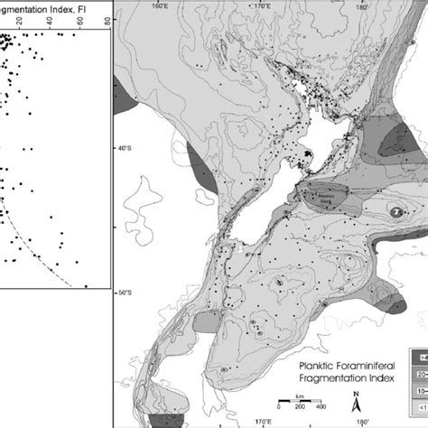 Contoured Map Of Planktic Foraminiferal Fragmentation Index Fi 63
