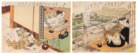 Attributed To Suzuki Harunobu 1725 1770 Two Shunga Woodblock