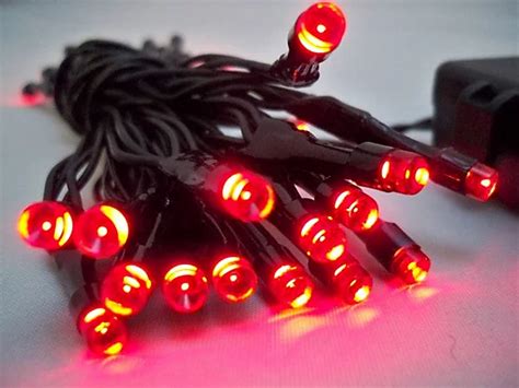 50 red led outdoor waterproof battery 8 multi function string lights