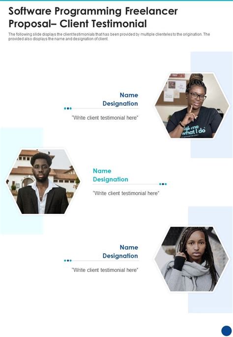 Software Programming Freelancer Proposal Client Testimonial One Pager Sample Example Document