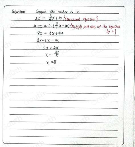 Solved Twice Of A Number Is Greater Than 34 Of The Same Number By 10