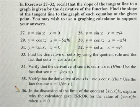 Solved In Exercises 27 32 Recall That The Slope Of The
