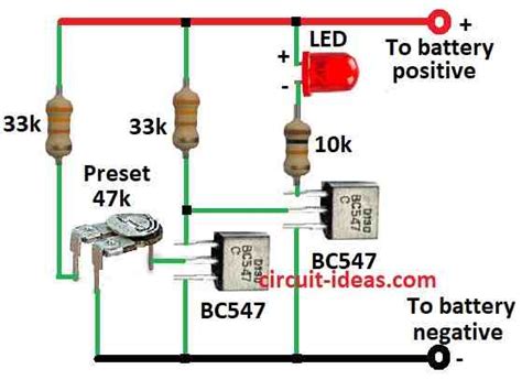 Simple Low Battery Indicator Circuit Using Two Transistors Circuit Ideas For You