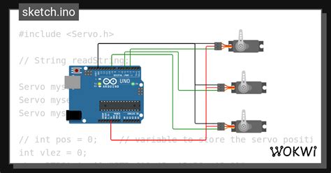 3 Servos Wokwi Esp32 Stm32 Arduino Simulator