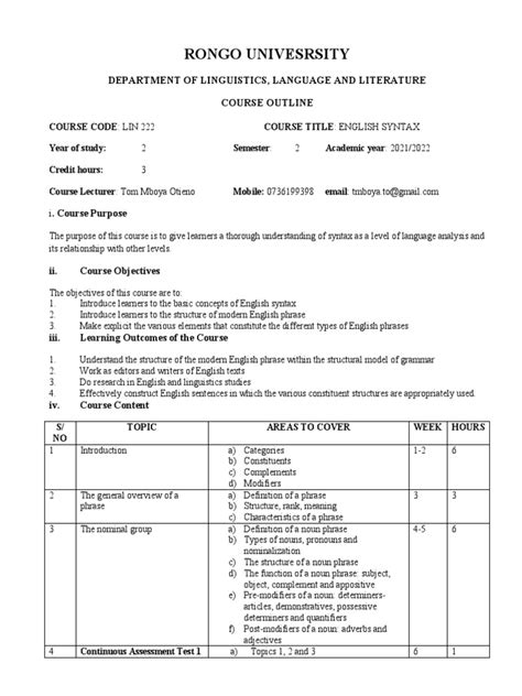 Lin 222 English Syntax Pdf Phrase Verb