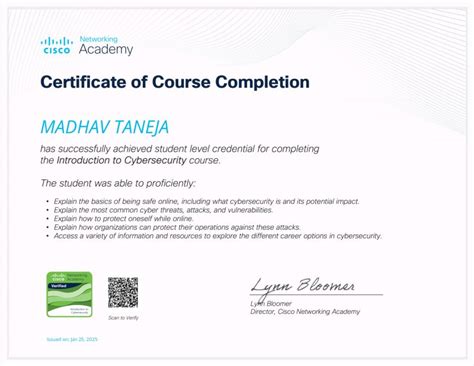 I Am Excited To Announce That I Have Successfully Completed The Introduction To Cybersecurity
