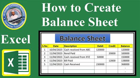 How To Create Balance Sheet In Excel Youtube