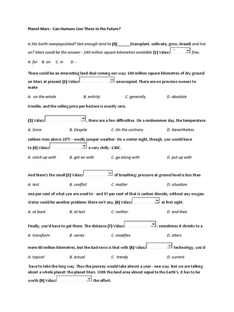 C1 Mock Exam Pdf Coffeehouse Mars