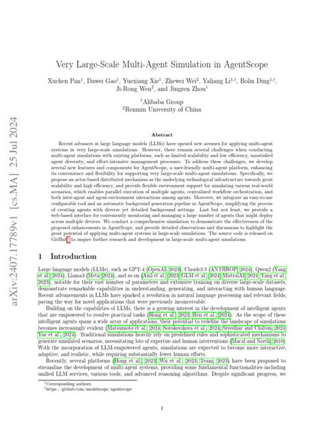 Very Large Scale Multi Agent Simulation In Agentscope Pdf
