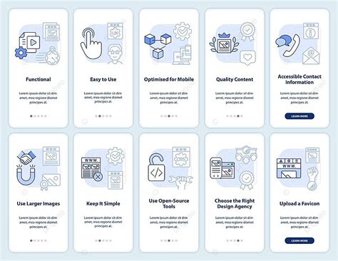 Enhancing Website Appeal Light Blue Onboarding Mobile App Screens
