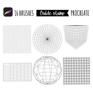 Procreate 16 Grid Brush Stamps Designed For IPad And Procreate Digital Download Guide Brushes