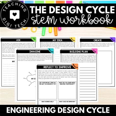 Engineering Design Cycle Workbook Stem And Steam Design Process Worksheets