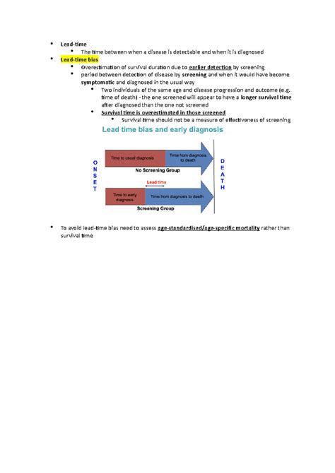 lead time and length time bias lead time the time between when a