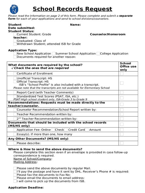 School Records Request Doc Template Pdffiller