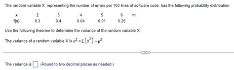 Solved Use The Following Theorem To Determine The Variance Chegg