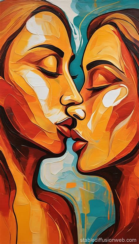 Passionate Kiss In Warm Tones Stable Diffusion Online