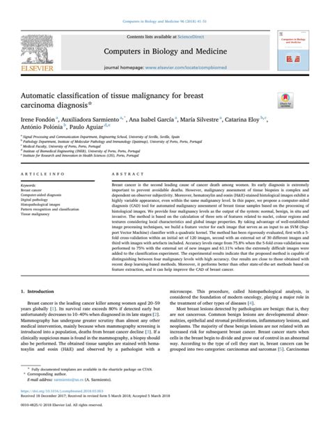 Automatic Classification Of Tissue Malignancy For 2018 Computers In