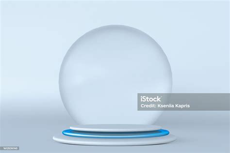 흰색 파란색 받침대 또는 연단은 깨끗한 배경에 서 있습니다 모던한 미니멀 디스플레이 0명에 대한 스톡 사진 및 기타 이미지 0명 3차원 형태 강단 Istock