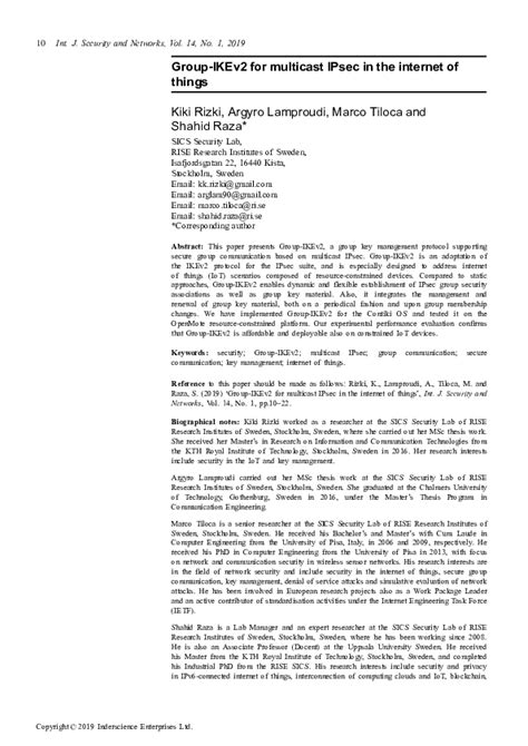 Pdf Group Ikev2 For Multicast Ipsec In The Internet Of Things