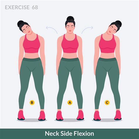 Neck Side Flexion Exercise Woman Workout Fitness Aerobic And