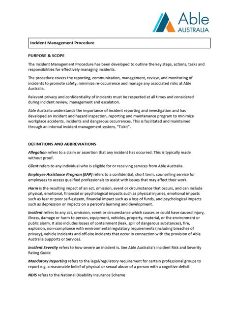 Incident Management Procedure Download Free Pdf Emergency