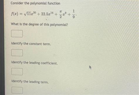 Solved Consider The Polynomial Function