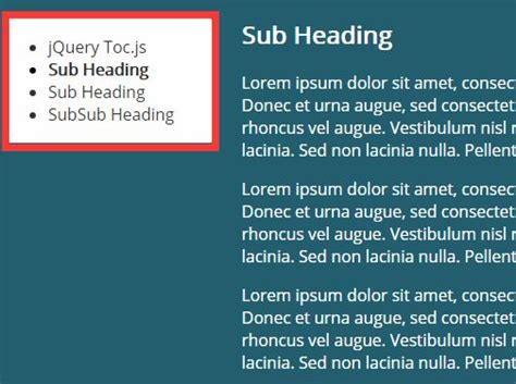 easy jquery toc generator with smooth scroll support toc js free