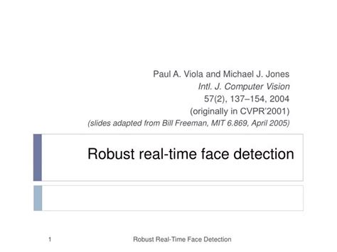 Ppt Robust Real Time Face Detection Powerpoint Presentation Free