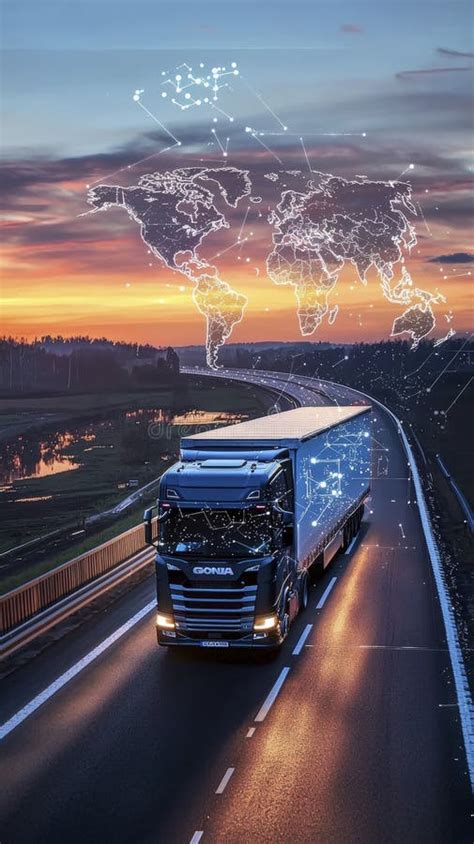 Efficient Logistics Shown In Digital Landscape Art Stock Illustration