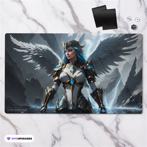 Azorius Angel Playmat 24x14 Magic The Gathering Blue White Mtg Epicupgrades