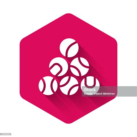 긴 그림자 배경으로 격리 된 흰색 야구 공 아이콘 핑크 육각형 버튼 벡터 가죽에 대한 스톡 벡터 아트 및 기타 이미지 가죽 경쟁 공 스포츠 장비 Istock