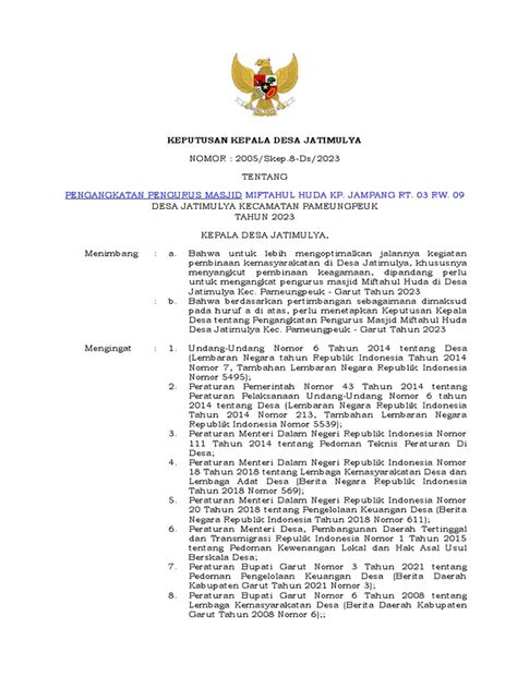 sk pengurus masjid miftahul huda pdf