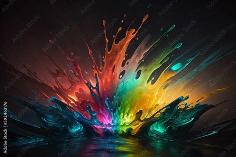Liquid Abstract Background Illustration Colorful Fluid Splash Flowing Digital Art Surreal