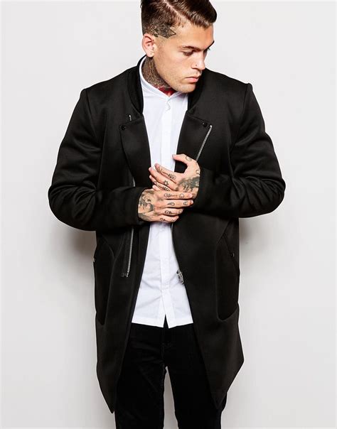 Asos Neoprene Trench Coat In Black Trench Coat Latest Fashion