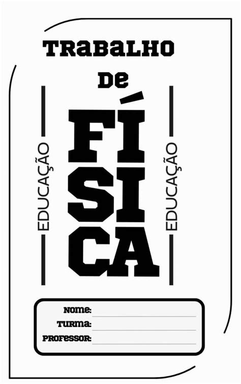 Capa De Trabalho De Educação Física Para Imprimir Artesanato Passo A