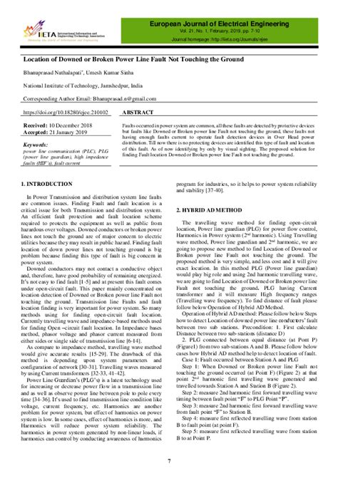 pdf location of downed or broken power line fault not touching the