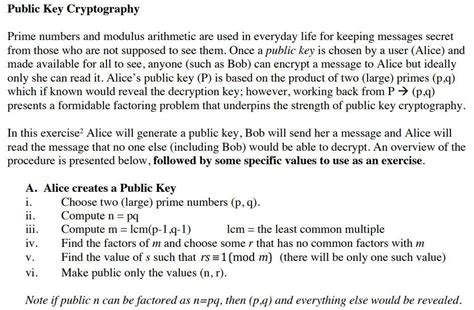 Solved Prime Numbers And Modulus Arithmetic Are Used In
