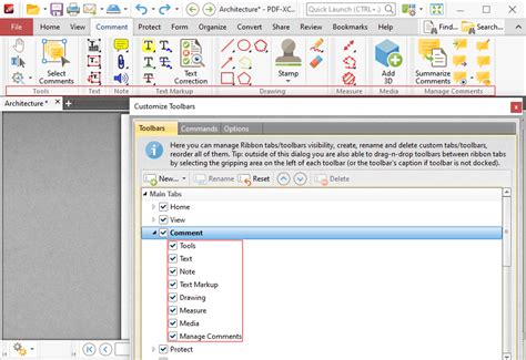 Pdf Xchange Editor V User Manual Tabs Guide Help Tab Customize Toolbars