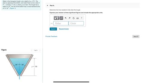 solved water in the triangular trough is at a depth of