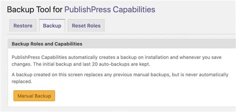 how to backup and restore wordpress user permissions