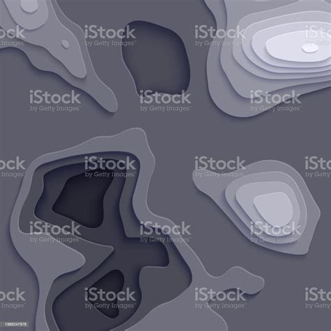 종이 컷 스타일의 지형지도 파 모던 커버를 잘라 3d 추상적 인 배경 어두운 색상 구멍과 산 종이 컷 예술 벡터 카드 일러스트레이션 및 종이 접기 부드러운 기하학적 모양 3