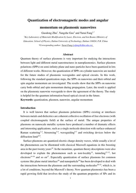 Pdf Quantization Of Electromagnetic Modes And Angular Momentum On