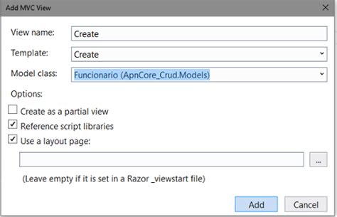 asp core mvc crud básico com ado ii