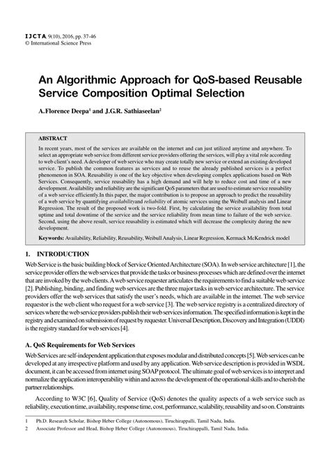 Pdf An Algorithmic Approach For Qos Based Reusable Service Composition Optimal Selection