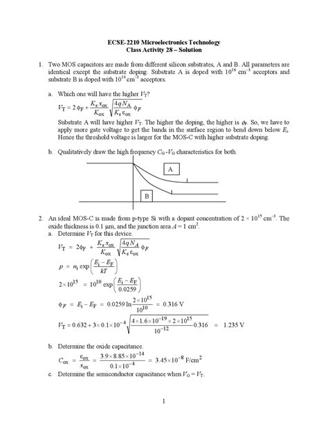 Solved Questions For Microelectronics Technology Ecse 2210 Docsity