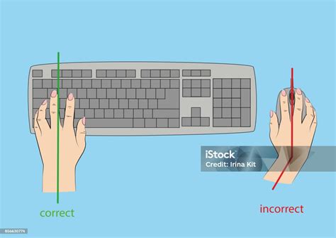 올바른 및 잘못 된 키보드와 마우스에 손의 위치입니다 벡터 일러스트 레이 션 개념에 대한 스톡 벡터 아트 및 기타 이미지