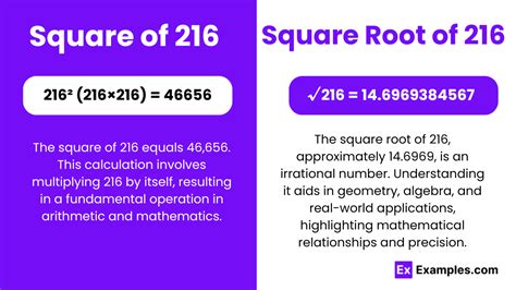 Square And Square Root Of 216 Examples Methods Calculation